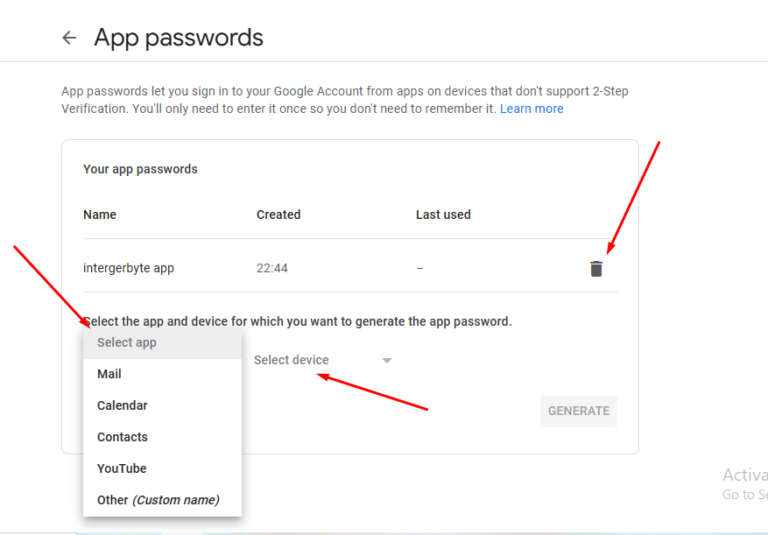 Get app passwords from Gmail - IntegerByte Blog